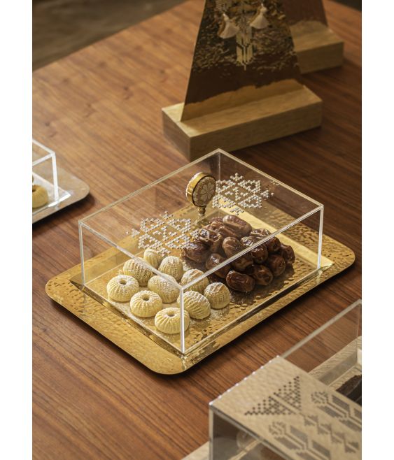 Plexi Box with Embroidery and Hammered Metal Tray