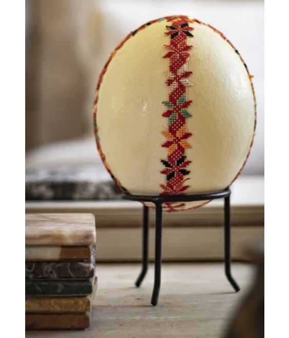 Decorative Ostrich Egg with Embroidery